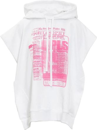 Philosophy di Lorenzo Serafini Femme, Sweatshirts et sweats &agrave; capuche, Blanc, Taille: 36 FR Logo-print Sleeveless Sweat &agrave; capuche