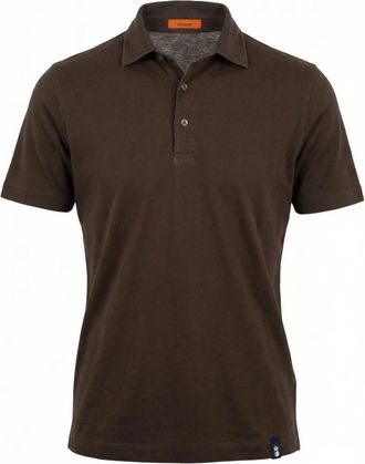 Drumohr Homme, Tops, Brun, Taille: L Polo &agrave; Manches Courtes en Jersey de Pur Coton