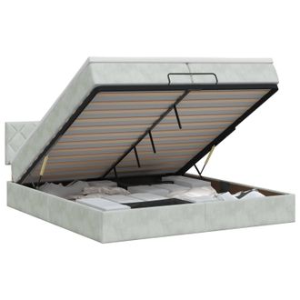 vidaXL Letto Ottomano Con Materasso Grigio Chiaro 200 X 200 Cm Velluto Vidaxl