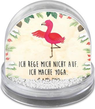 Mr. & Mrs. Panda Weihnachtskugel Flamingo Yoga - Geschenk, Schneekugel, Entspannung, Rosa, Yogi, Große, Dekokugel, Weihnachten, Vogel, Meditieren