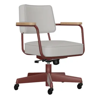 Vitra Fauteuil de bureau Direction Pivotant, pi&egrave;tement japonese red - Jean Prouv&eacute; Vitra