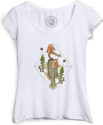 Fabulous T-Shirt Femme Col Echancr&eacute; H&eacute;ron cach&eacute; dans Un Poisson Collage Art Surr&eacute;alisme
