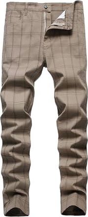 Generic Pantalon chino moulant pour homme - Coupe ajust&eacute;e - Coupe ajust&eacute;e - Pantalon chino extensible et confortable, kaki, 46