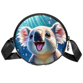 Generic Koala Petit sac &agrave; bandouli&egrave;re circulaire pour femme, sac &agrave; bandouli&egrave;re r&eacute;glable avec fermeture &eacute;clair, sac &agrave; main rond d&eacute;contract&eacute; pour femmes et fill