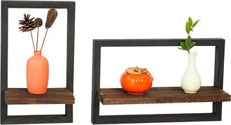 Generic Schweberegal aus Holz, quadratisches Schweberegal, Wandregal | Elegantes Holzregal | Stabile Wandhalterungen f&uuml;r Wandregale f&uuml;r Wohnzimmer, Schlafzimm