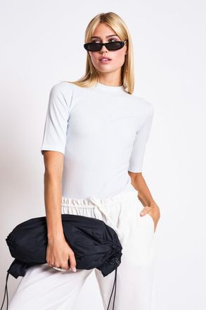 JAN 'N JUNE Damen vegan T-Shirt Rippstrick Nina Eisblau