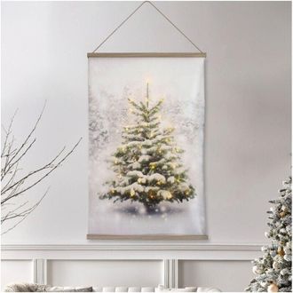 Enjoy Home Toile velours 75 x 112 cm motif imprimé sapin led - 75x112cm - Gris