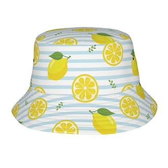 Generic Doux Chapeau de Soleil Citron rayé Chapeaux de Seau Pliable Bobs Femme pour Filles Femmes Chasse