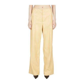 Stella McCartney Femme, Pantalons, Jaune, Taille: 36 FR Pantalon Large en Cuir V&eacute;gan