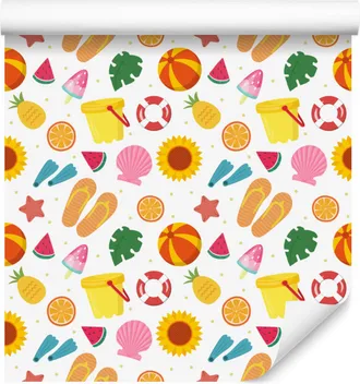 OEM Carta Da Parati Estiva Bianca, Crema E Oro Per Soggiorno E Camera Da Letto 50x1000 Cm