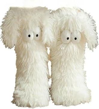 Generic Friends Chaussettes confortables avec yeux, jolies chaussettes dhiver antid&eacute;rapantes pour femme, chaussettes damis, chaussettes ultra chaudes en peluc