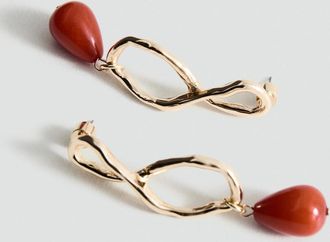 Mango Boucles doreilles perles pendantes or - Femme - Taille unique - MANGO