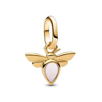 Pandora ME Wei&szlig;e Biene Mini-Charm-Anh&auml;nger aus 14 Karat Vergoldetem Sterling Silber, Kompatibel Me und Moments Anh&auml;nger, 763826C01