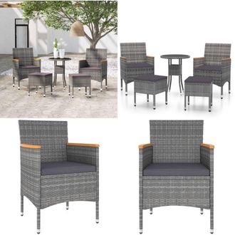 vidaXL 5-tlg. Garten-Lounge-Set Poly Rattan Grau - Gartenm&ouml;bel - Loungesessel - Outdoor M&ouml;bel - Gartenloungeset - Rattan Gartenm&ouml;bel - Home & Living