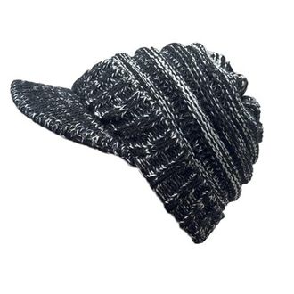 Generic Bonnet dhiver en tricot chaud pour femme avec visi&egrave;re pour femme - Bonnet &agrave; visi&egrave;re tendance en grosse maille avec doublure en polaire - Visi&egrave;re dhive