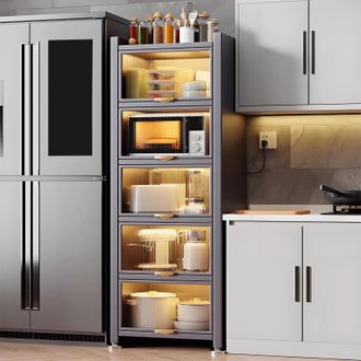 Generic Barschrank Mit KlapptüR, Schmale KüChenschräNke, VorratsschräNke Zur Aufbewahrung Von TöPfen Und Pfannen, Lebensmitteln