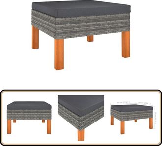 vidaXL Vidaxl - Fußbank Poly Rattan und Eukalyptus Massivholz - Gartenstuhl - Outdoor-Möbel - Lounge Set - Rattan Sessel - Balkonmöbeln