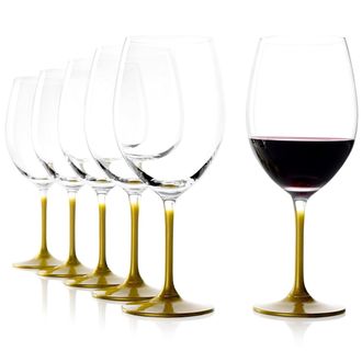 St&ouml;lzle Bordeauxgl&auml;ser Gold Event 6er Set 635 ml - Hochwertige Weingl&auml;ser ideal f&uuml;r Bordeaux - Elegante Rotweingl&auml;ser mit goldfarbenem Fu&szlig; & Stiel - Bruchresi