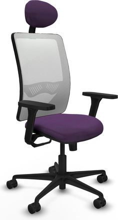 Piqueras y Crespo Arbeitsstuhl mit Zulema-Armlehnen, h&ouml;henverstellbarer Lendenwirbelst&uuml;tze und festem Kopfteil, ausgestattet mit Sincro 3-Positionen und Schneideschaum,