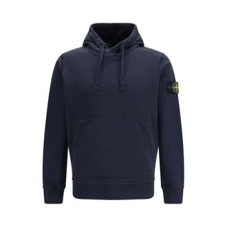 Stone Island Homme, Sweatshirts et sweats &agrave; capuche, Bleu, Taille: M SweaT-shirt en coton avec finitions c&ocirc;tel&eacute;es et col rond