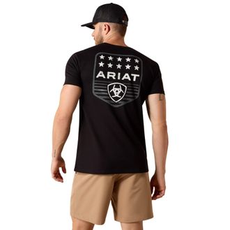 Ariat Mens Ariat Stripe Patriotic Badge T-Shirt in Black, Size 2X-Large