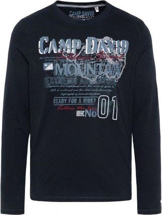Camp David Longsleeve mit Used Print und Stickereien