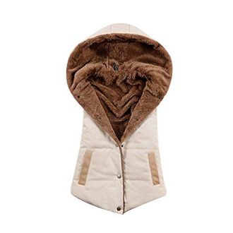 YOUJIA Veste Gilet Matelassé sans Manche Doudoune Blouson à Capuche Vestes sans Manches a Capuche Bouton Femme Sport Grande Taille Beige Asia XXXL