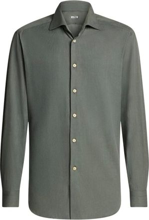 Kiton Homme, Chemises, Vert, Taille: 5XL Cotton Shirt