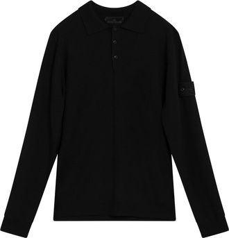 Stone Island Homme, Tops, Noir, Taille: S Pull Polo en Laine Vierge