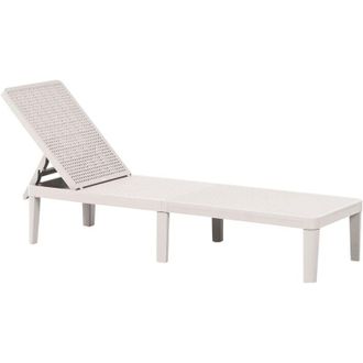 Beliani Transat de Jardin Moderne Dossier R&eacute;glable Mat&eacute;riau Synth&eacute;tique R&eacute;sistant &agrave; la Rouille Gris Clair Ossimo