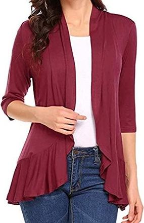 Generic Cardigan l&eacute;ger pour femme - Cardigan &eacute;l&eacute;gant pour femme - Couleur pure - Manteaux ouverts sur le devant - Coupe r&eacute;guli&egrave;re - Cardigan de travail d&eacute;cont