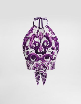 Dolce & Gabbana Majolica-print Charmeuse Top - Frau Blusen Und Tops Multicolor 42