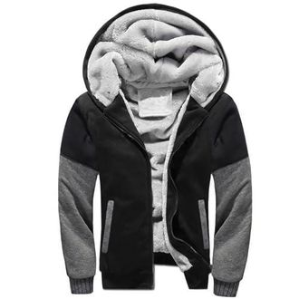 Generic Sweat &agrave; capuche zipp&eacute; pour homme - Couleur unie - Thermique - Poches lourdes - Int&eacute;rieur doux - &Eacute;l&eacute;gant - Coupe r&eacute;guli&egrave;re - Fermeture &eacute;clair int&eacute;grale