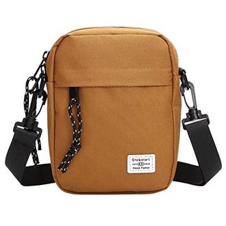 Generic Sac &agrave; bandouli&egrave;re tendance pour homme avec fermeture &eacute;clair et bandouli&egrave;re l&eacute;g&egrave;re en cuir pleine fleur, jaune, taille unique
