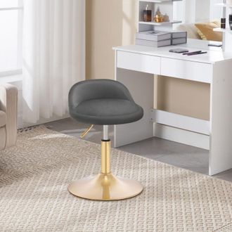 Woltu 1x Barhocker, Drehbare Barstuhl, Thekenhocker mit R&uuml;ckenlehne, H&ouml;henverstellbar, Drehhocker Schminkhocker aus Samt, f&uuml;r Wohnzimmer Schlafzimmer, Rosa