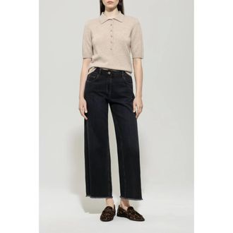 Luisa Cerano Femme, Jeans, Noir, Taille: 40 FR Jeans en coton avec ourlets effrang&eacute;s