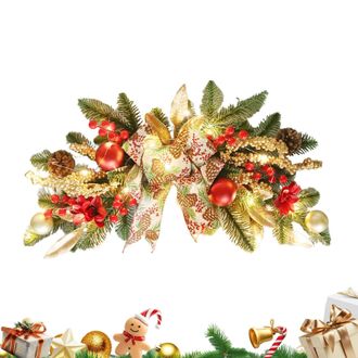 Generic K&uuml;nstliche Wintert&uuml;r - 22 dekorative Girlande, Elegantes Urlaubszentrum, k&uuml;nstliche gr&uuml;ne Bl&auml;tter mit Tannenzapfen und Bandbogen | Saisonale Einrichtu