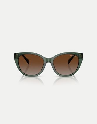Ralph Lauren eckige polarisierte Sonnenbrille mit braunem Glas in gl&auml;nzend transparentem Gr&uuml;n