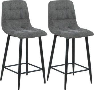 Altobuy ERNEST - Lot de 2 Tabourets de bar Tissu Gris Pieds M&eacute;tal Gris Anthracite
