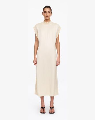 Arket Midikleid Mit Smokdetails -Wei&szlig;