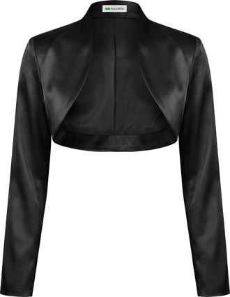 Bolerose formal Satin Langen &Auml;rmel Bolero (Schwarz, 5XL)