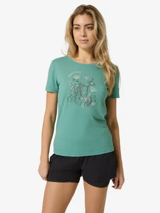 super.natural Print-Shirt f&uuml;r Damen, Merino ROCK FLOWERS TEE Blumen Motiv, atmungsaktiv