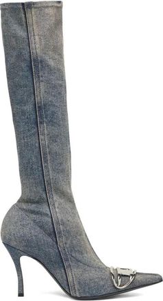 Diesel Stiefel - Knee-High Denim Boots - Gr. 36 (EU) - in Grau - f&uuml;r Damen