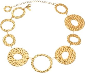 Dansk Copenhagen Femme, Accessoires, Jaune, Taille: ONE Size SOL Waterproof 18K Gold Plated Statement Necklace - Hammered Stainless Steel