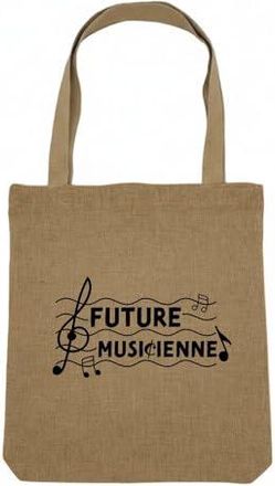 Fabulous Sac Shopping Tote Bag Aspect Lin - Future Musicienne Artiste Musique Passion - Sac de Courses Toile Epaisse 360g Beige Naturel Cabas Port&eacute; Epaule Soli