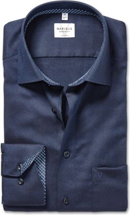 Marvelis Herren Oberhemd Langarm Non-Iron-Modern-Fit,Einfarbig,13 New Kent,Marine 18,38