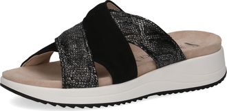 Caprice Damen Pantoletten aus Leder Glitzer, Schwarz (Black Comb), 39 EU