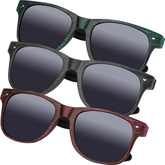 noTrash2003 Lot de 3 paires de lunettes de soleil pour femme et homme avec protection UV400 dans la catégorie de filtre 3 dans un style rétro, Rouge/vert/gris., 1