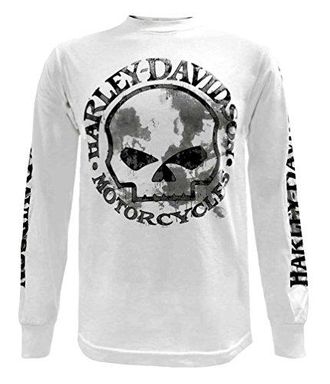 Harley-Davidson Harley-Davidson Mens Shirt, Willie G Skull Long Sleeve Tee, White 30296646