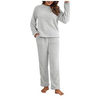 Generic Combinaison dint&eacute;rieur dhiver pour femme - Sans capuche - Combinaison de loisirs - Pyjama en polaire - Haut en peluche et pantalon de pyjama moelleux 